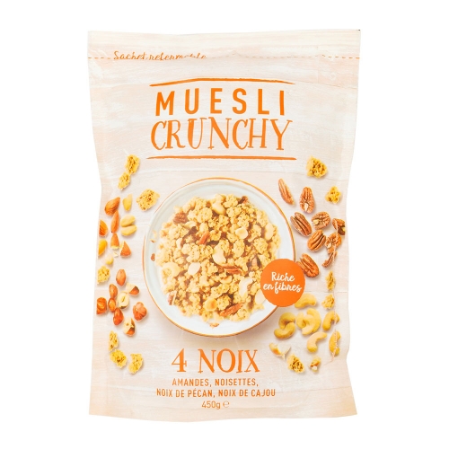 Grossiste Muesli croustillant 4 noix 450g CT DE 7 BOITES - prix en gros