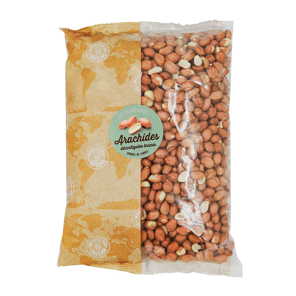 Grossiste Arachides décortiquées brunes Carton de 8 x 1kg - prix en gros