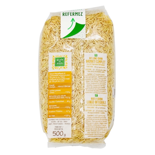 Grossiste Riz Basmati complet BIO paquet 500g CT 15 x 500 gr - prix en gros