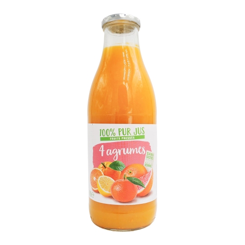 Grossiste Pur jus 4 agrumes bouteille verre 1L CT 6 - prix en gros