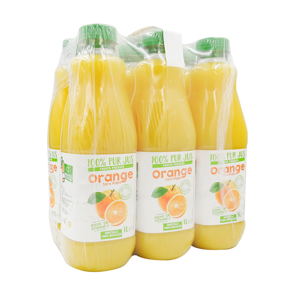 Grossiste Pack pur jus d'orange sans pulpe PET 6x1L 1 PACK DE 6 BTL ...
